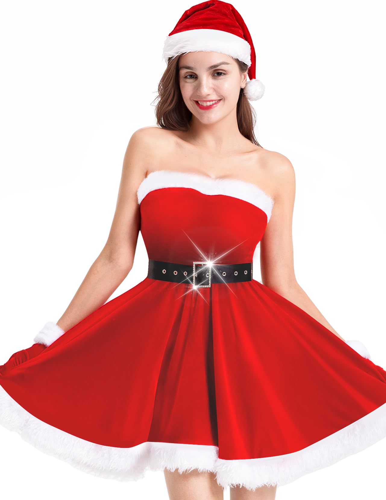 Sexy Lingerie for Women Red Cosplay Costume Outfits Deluxe Velvet 5Pcs ...