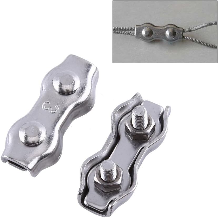 10Pcs Wire Rope Cable Clip, M3 Duplex Wire Rope Grips Stainless Steel ...