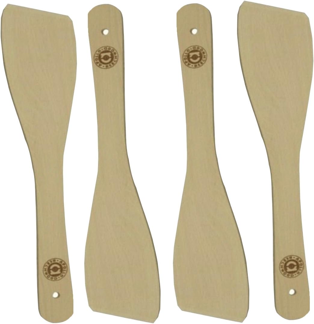 4 x Wooden Flat Spatula 12″ Beechwood Cooking Baking Kitchen Cakes ...