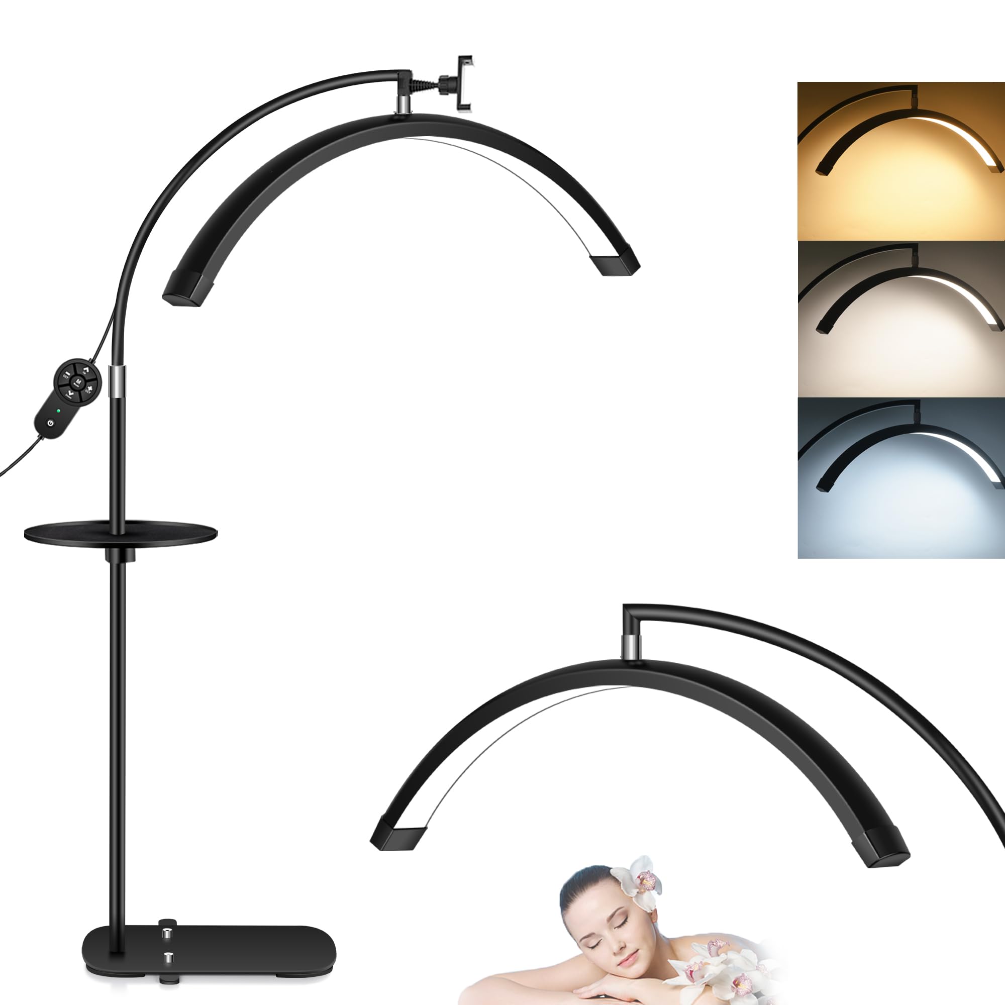 Lash Light for Eyelash Tech, Half Moon Lash Tech Light with Storage ...