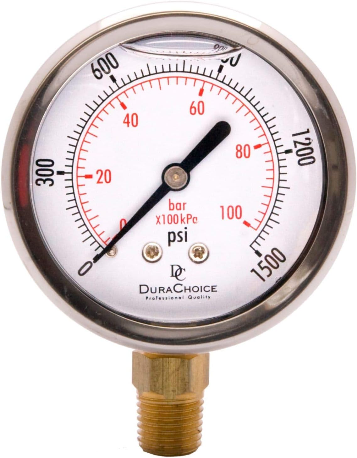 Amazon.com: 2-1/2" Oil Filled Pressure Gauge - Stainless Steel Case, Brass, 1/4" NPT, Lower ...