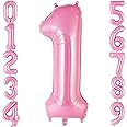 Amazon.com: Pink Number 1 Balloon 40 Inch, Big Large Foil Helium Number ...