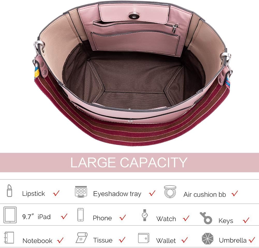 BROMEN Womens Handbag Designer Vegan Leather Hobo Purse Shoulder Bucket ...