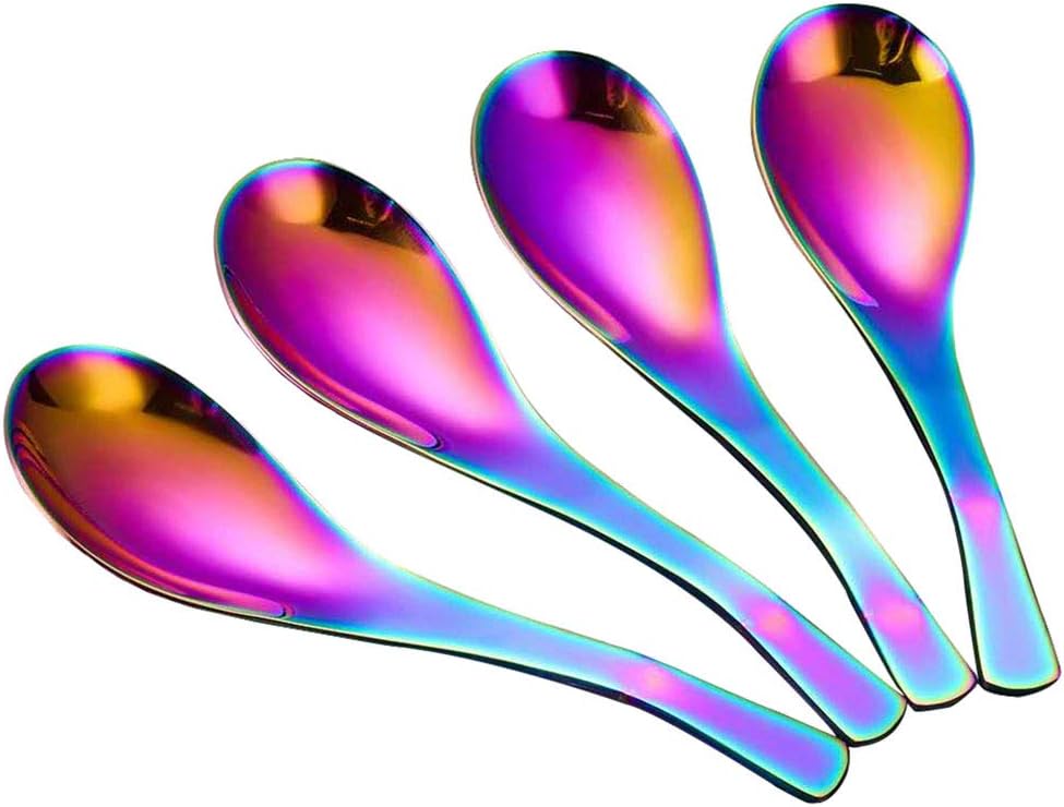 Amazon.com: Stainless Steel Soup Spoons with Rainbow Magic Mirror ...