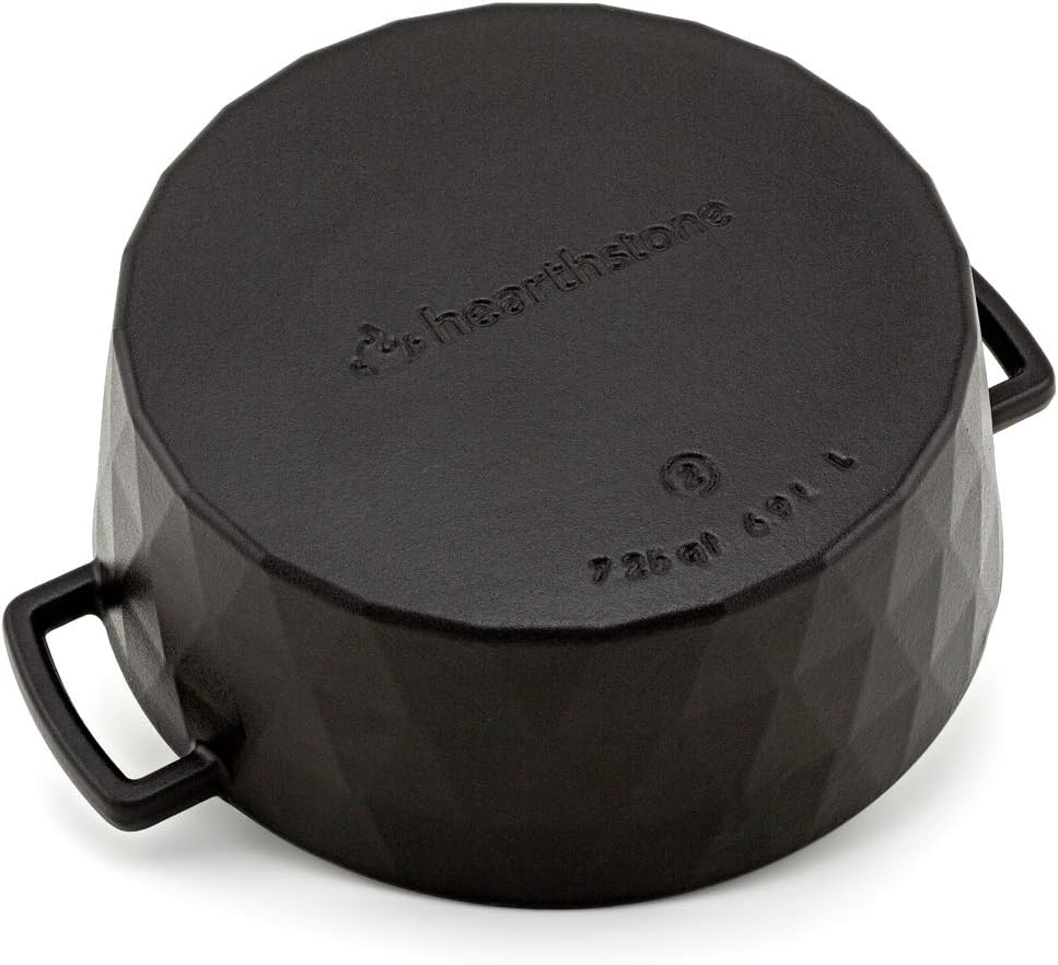 HearthStone Cookware 11″ Satin Black Enameled Cast Iron Diamond Cocotte ...