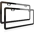 Amazon.com: Deselen License Plate Frame, Metal Thin Stainless Steel with 2 Holes Screw Cap, 2 ...