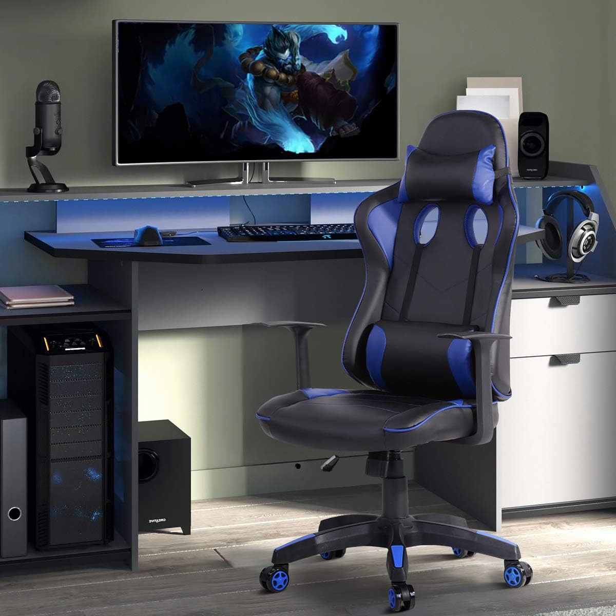 FurnitureR Silla de juego Silla de oficina Silla de computadora con ...