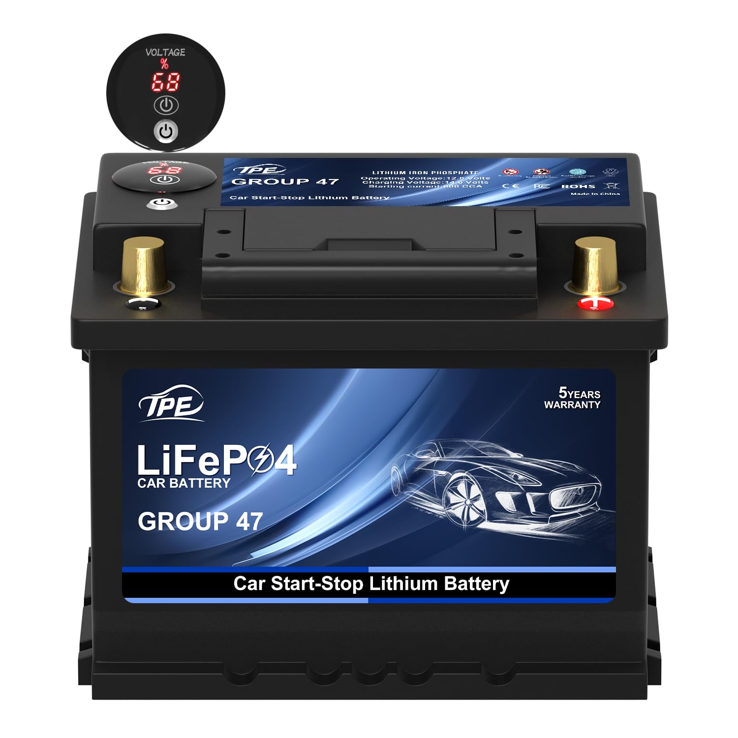 TPE Car Start-Stop Lithium Battery BCI Group47 LiFePO4 Lithium-ion Car ...