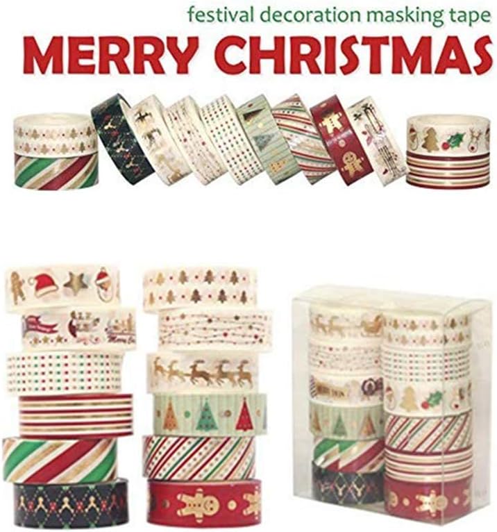 Amazon.com: 12 Rolls Christmas Washi Tapes 15mm Wide Masking Tape for ...