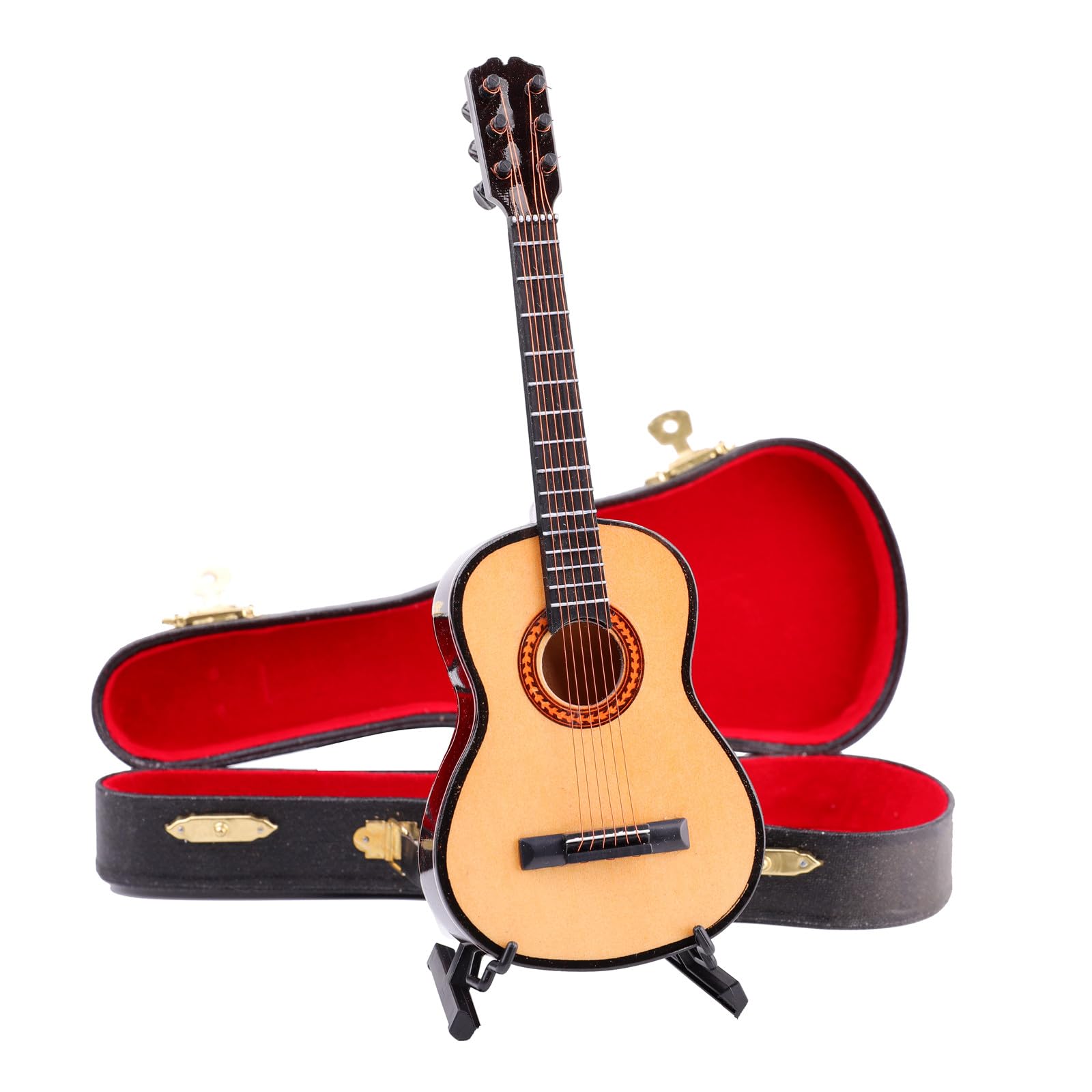Dselvgvu Wooden Miniature Guitar with Stand and Case Mini Musical ...
