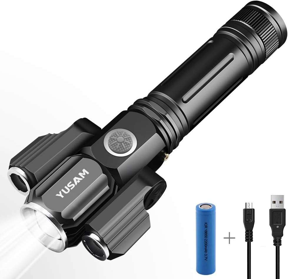 Yusam LED Torch Super Bright Rechargeable with Three Heads Electronic ...