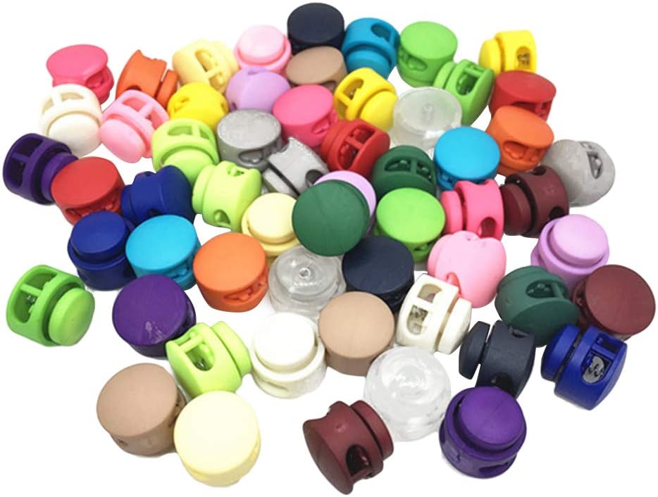 SUPVOX 50pcs Plastic Spring Cord Lock End Round Toggle Stoppers ...