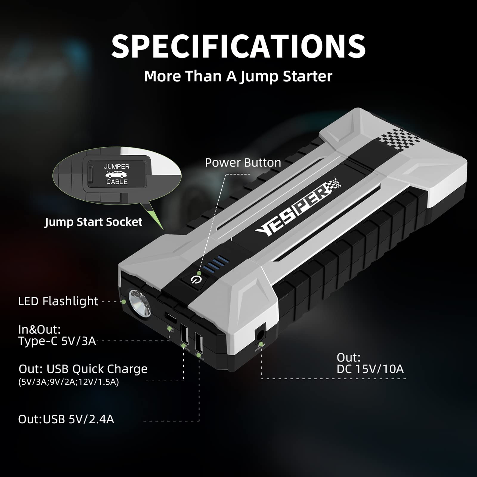 Mua YESPER Battery Jump Starter Protable, 2160A Booster Pack Jump Box ...