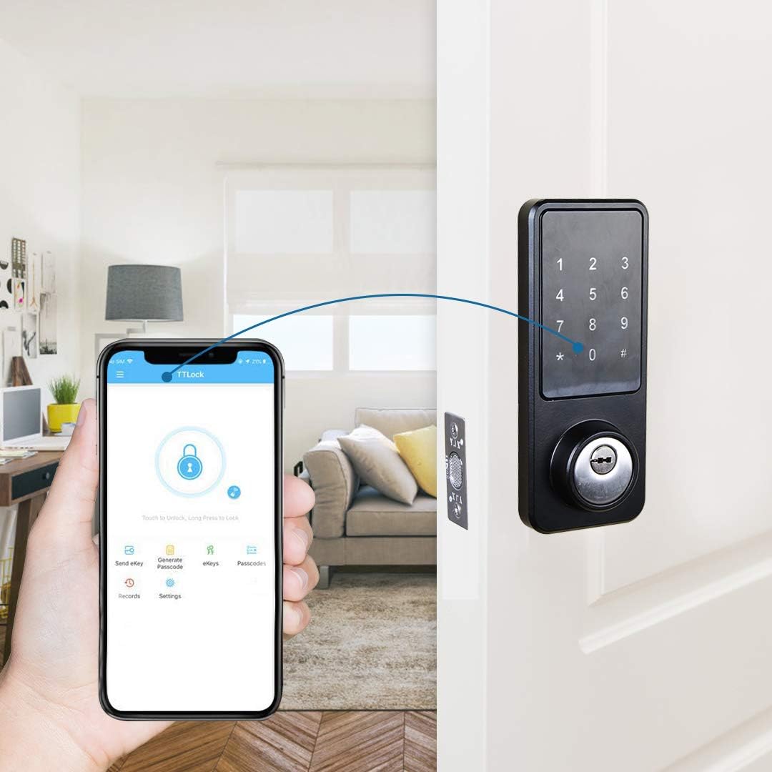 Kingneed Smart Lock Electronic Front Door Deadbolt Smart Phone App Unlock Bluetooth Code And 