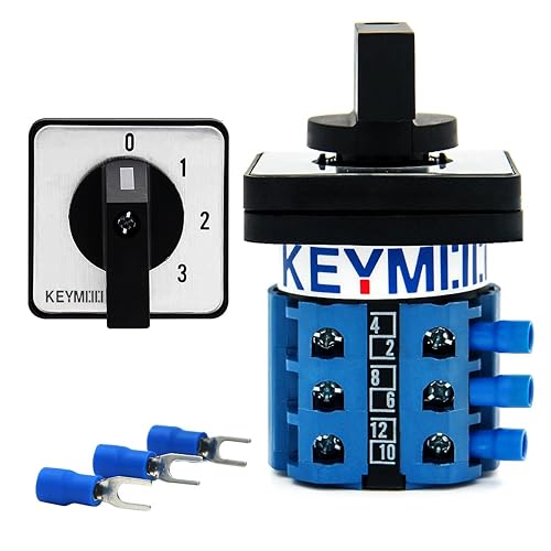 KEYMOO 20A Rotary Changeover Switch 660V 4 Position 3 Phase 12 ...