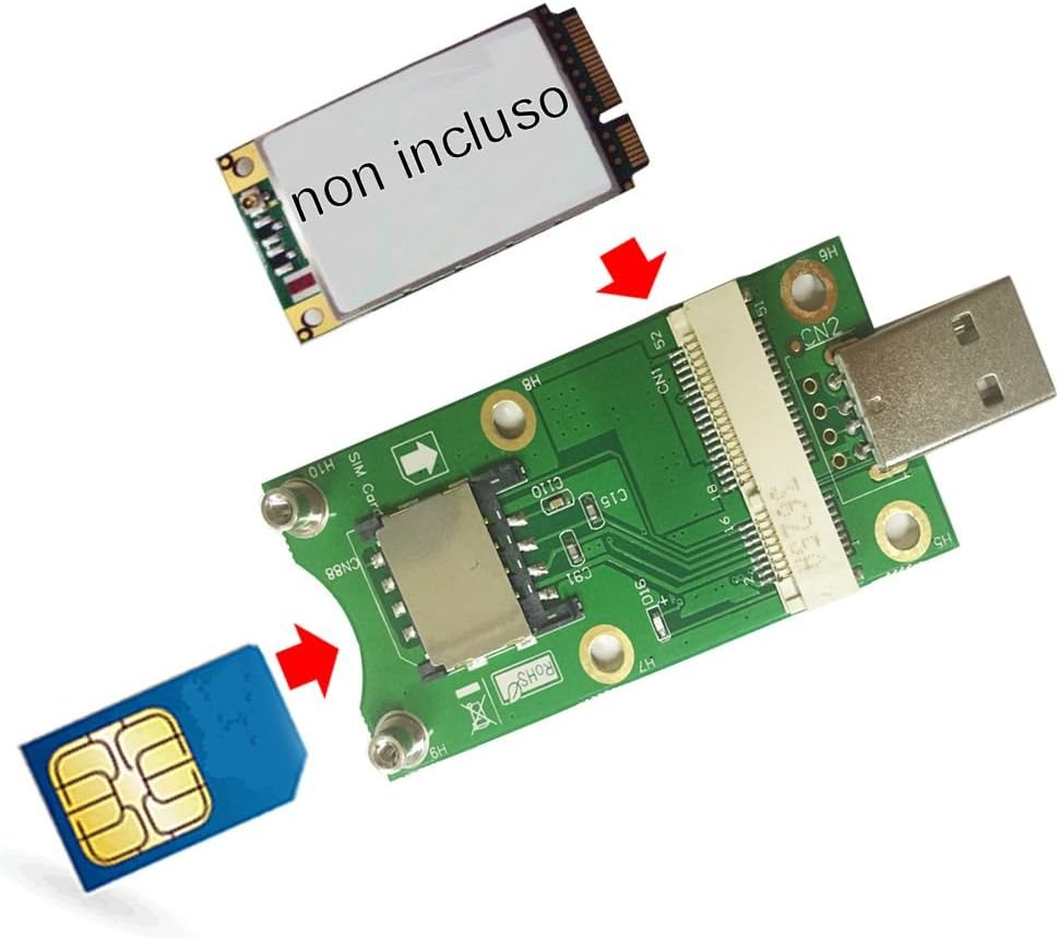 Ricevitore per Mini PCI-E WWAN/LTE Module SIM card Slot a USB 2.0 ...