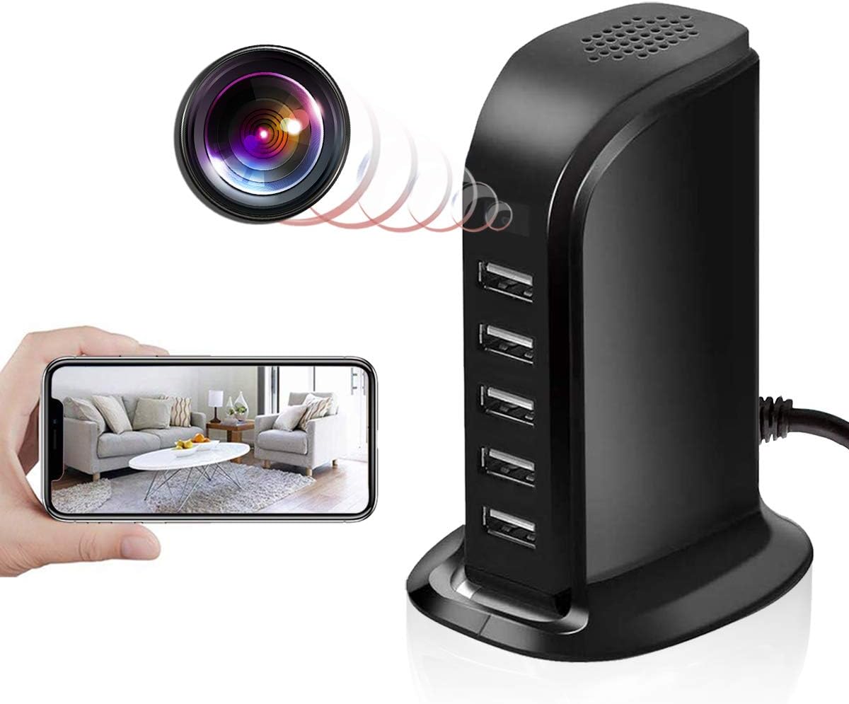 5-Port USB WiFi Charger Camera, 1080P Wireless Camera Desktop Charging ...