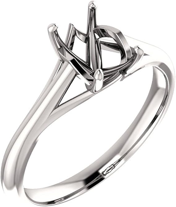 Amazon.com: Unset Ring Mounting in 14 Karat White Gold for Emerald ...