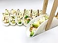Amazon.com: Bamboo Taco Holder Stand Plate Tray with 2 Tongs - Rack ...