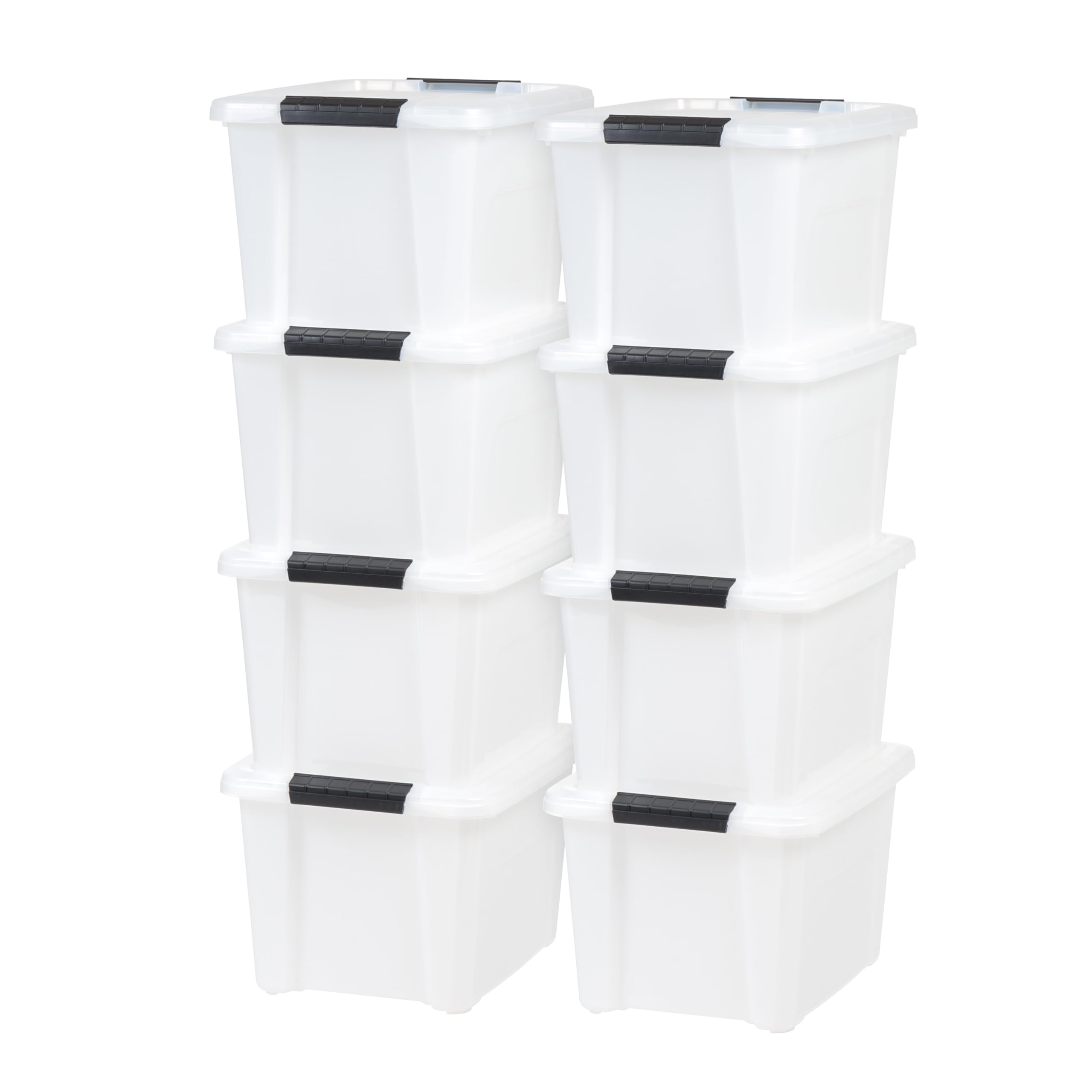 IRIS USA 21 Qt Stackable Plastic Storage Bins with Lids, 8 Pack - BPA ...