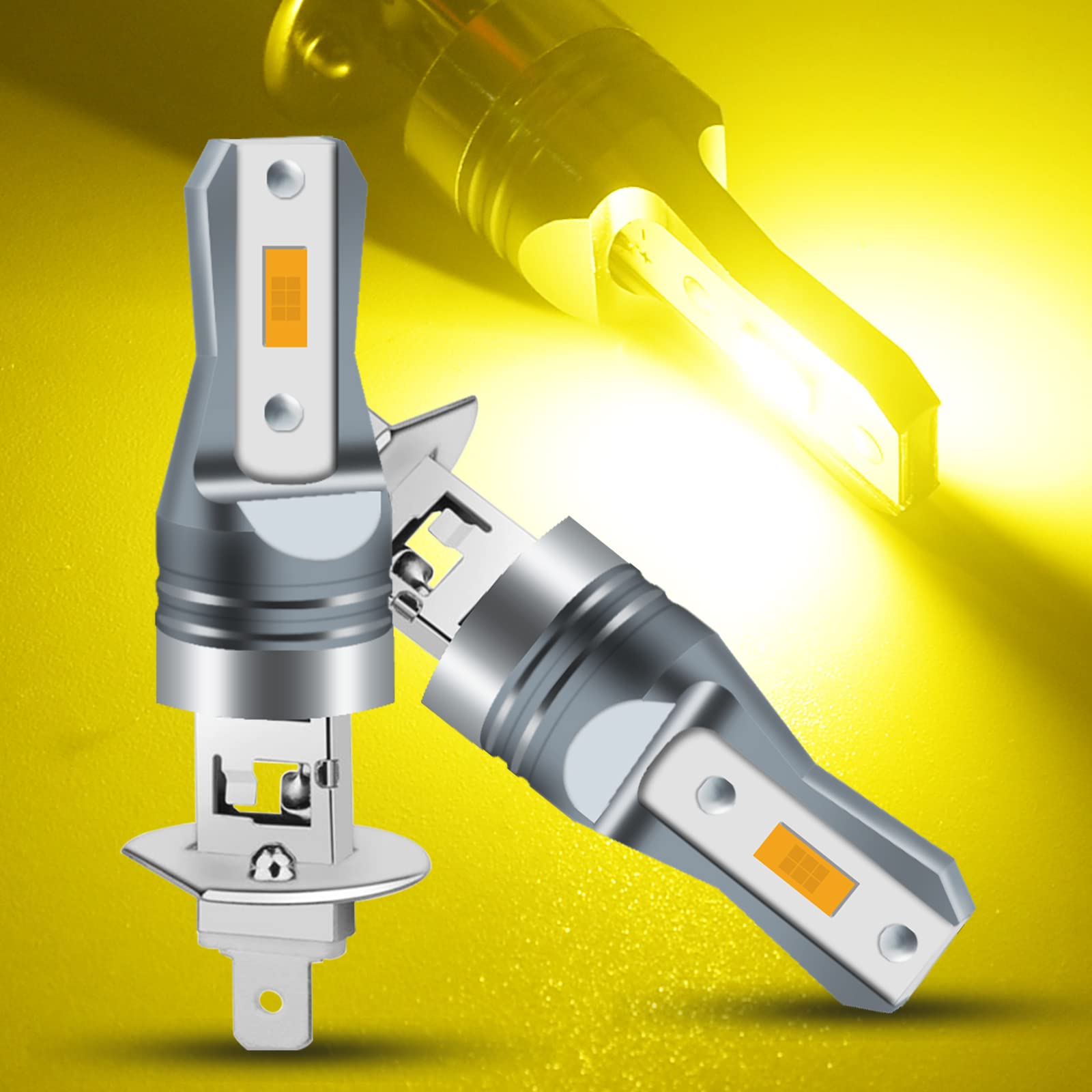 HAISECA AC/DC 9-36V H1 LED Fog Light Bulb Amber,3800LM Super Bright ...