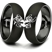 Amazon.com: LWJYX Stitch & Angel Love Heart Couple Ring,Forever ...