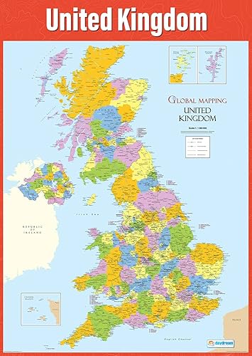UK Map | Geography Posters | Laminated Gloss Paper measuring 33” x 23.5 ...