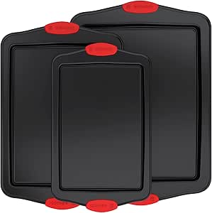 Amazon.com: Premium Non-Stick Baking Sheets Set of 3 - Deluxe PBA Free ...