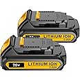 Amazon.com: LONG FIT Replace for DEWALT 20V MAX Battery Pack, 3.0-Ah, 2-Pack, Compatible with ...