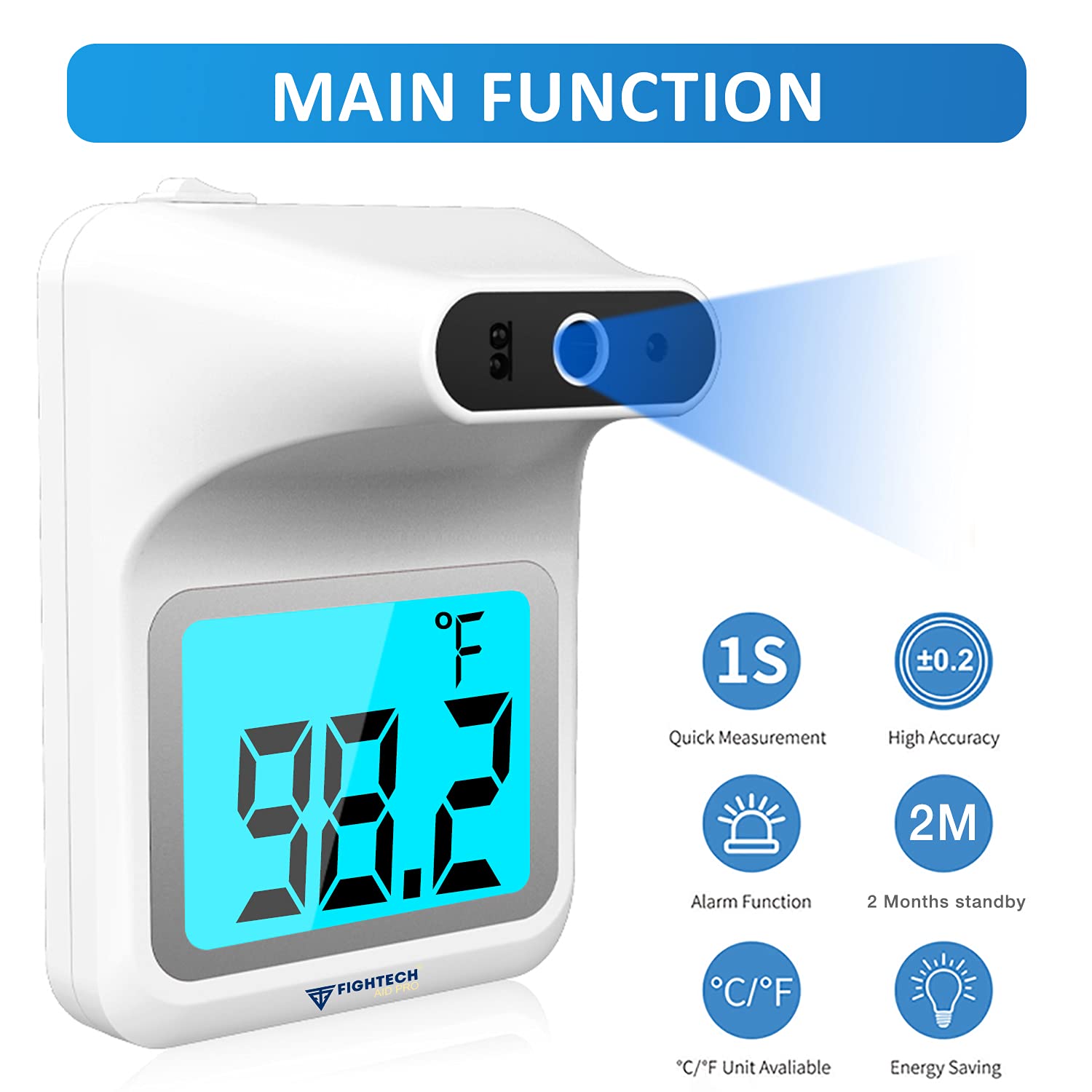 Mua 2024 Wall Thermometer with Stand | Infrared Forehead Wall Mounted ...
