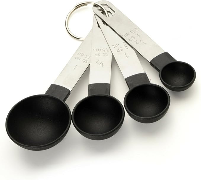 4 Set Kitchen Measuring Spoons - Sizes: ½ tsp, 1 tsp, ½ tbsp, 1 tbsp ...