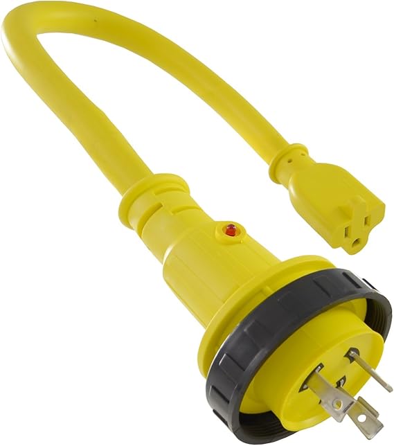 Conntek Marine Shore Pigtail Adapter Cord 30-Amp Shore Male Plug to 15 ...