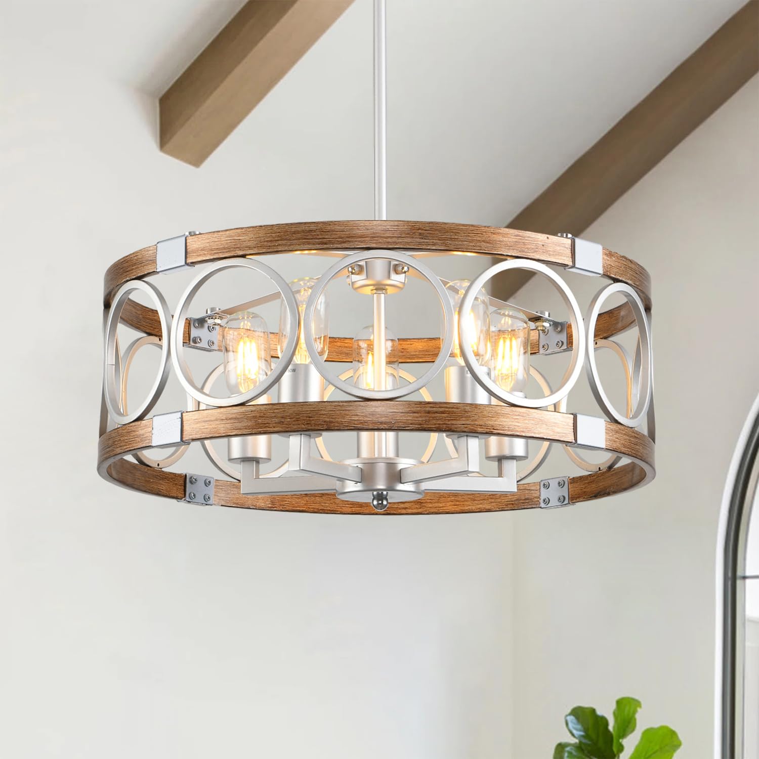 SHIANDAR Flush Mount Ceiling Light Fixture Ceiling Mount,5 Light 19.7 ...