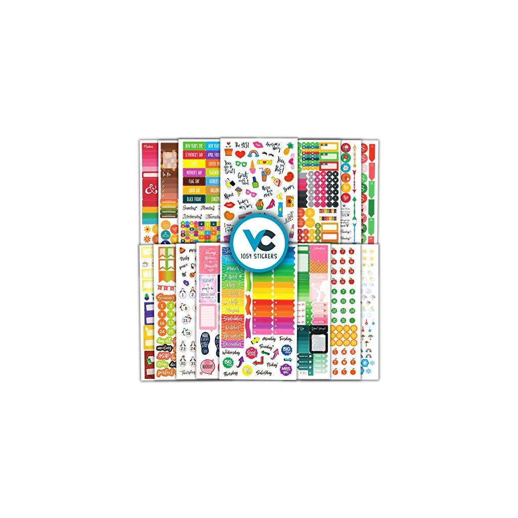 Cute & Colorful Planner Stickers (1054 pcs Value Pack) - Functional ...