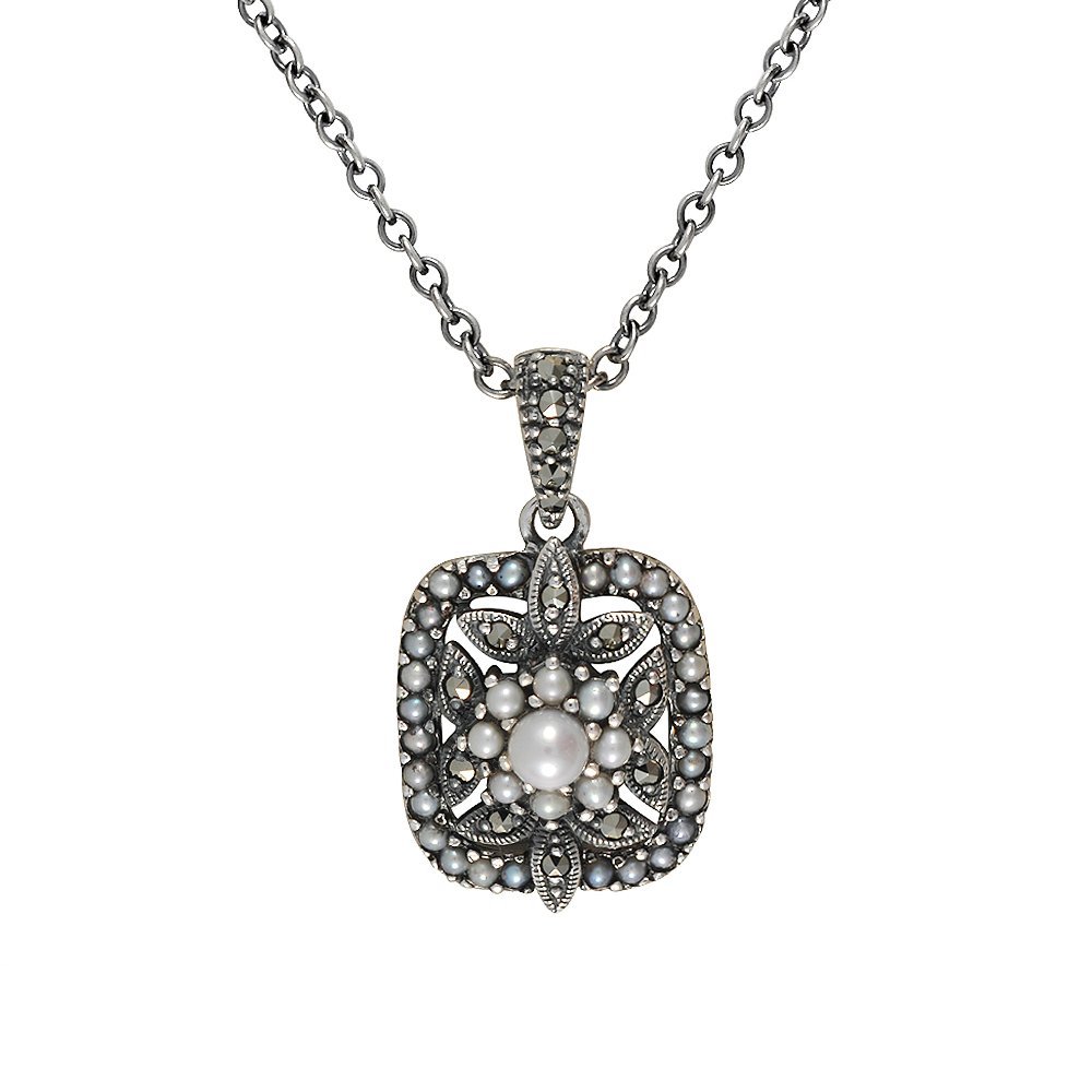 Esse Ring Markasit Sterling Silber chinesische Süßwasserperle und ...