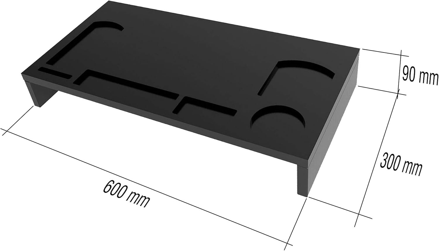 P&W Wood Monitor Stand Riser, Desk Monitor Stand with Smartphone Holder ...