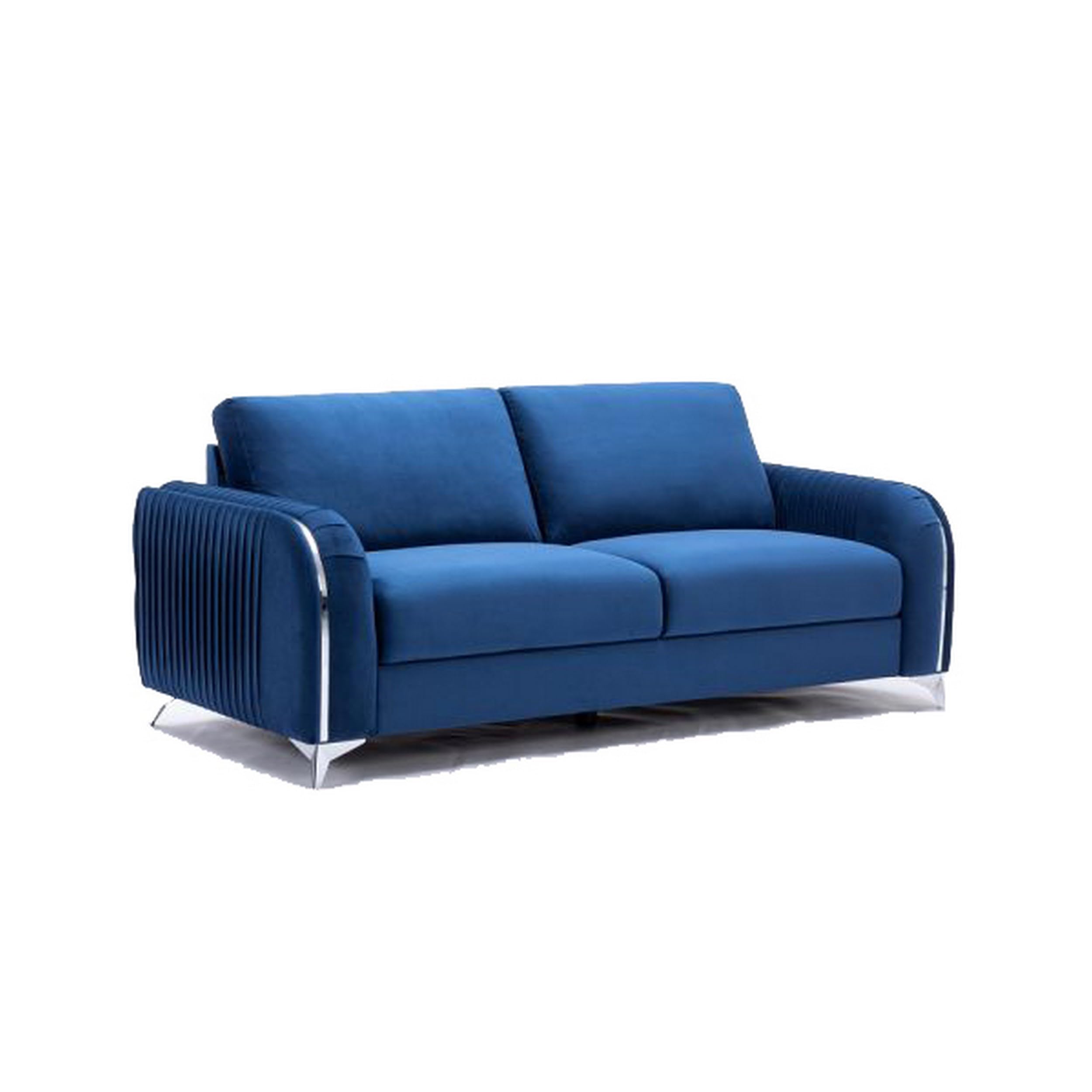 Benjara Wiena 79 Inch Sofa, Velvet Upholstery, Solid Pine Wood, Blue ...