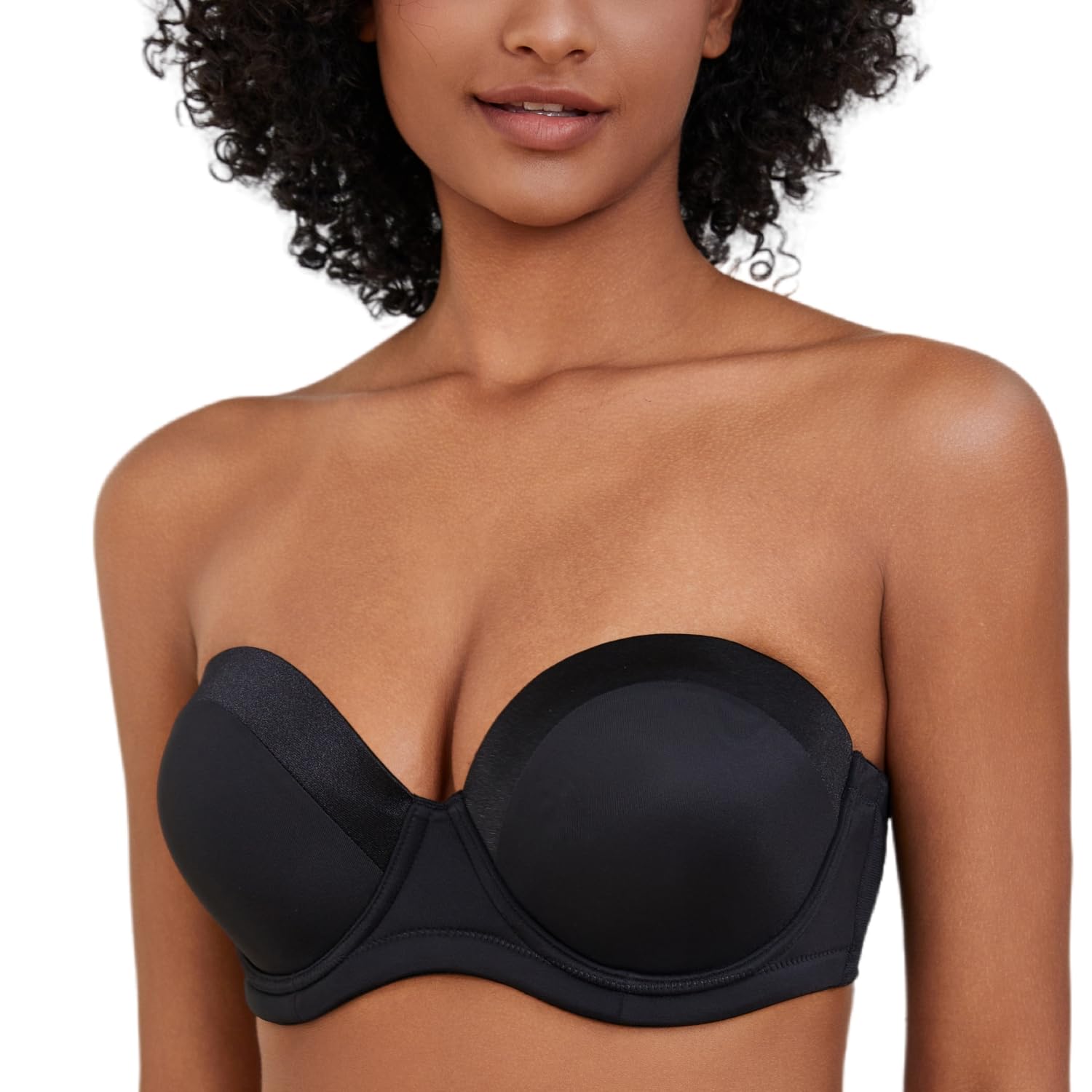 SEA BBOT Push Up Strapless Bra for Women Multi Way Lightly Padded Underwire Minimizer Bra Shiny ...