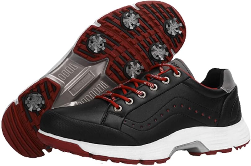 Thestron Golf Shoes Men Spikes Professional Leather Waterproof ...