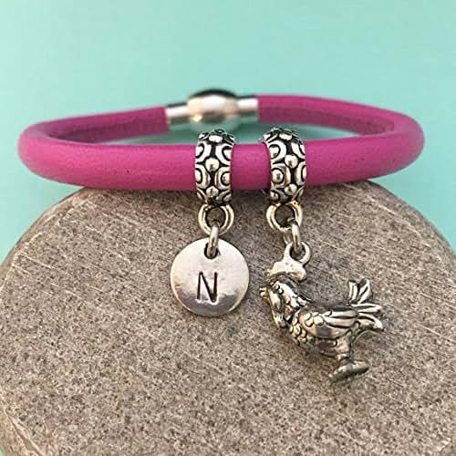 Amazon.com: Chicken leather bracelet, chicken charm bracelet, leather ...