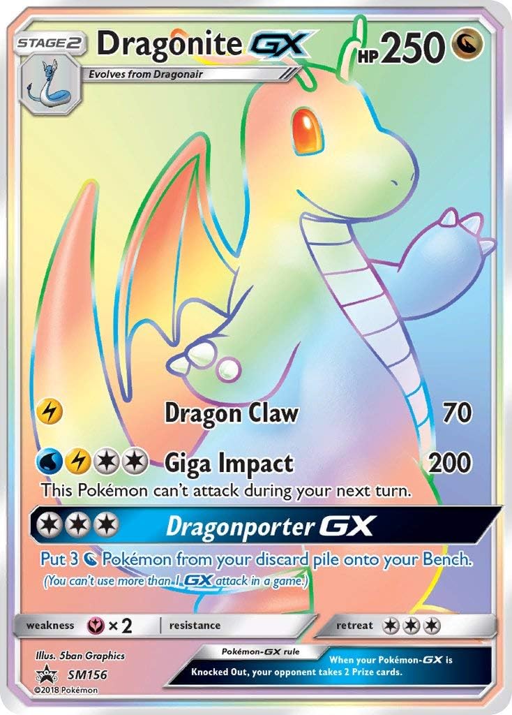 JUMBO Dragonite GX - SM156 - Full Art - Ultra Rare - Sun & Moon Promo ...