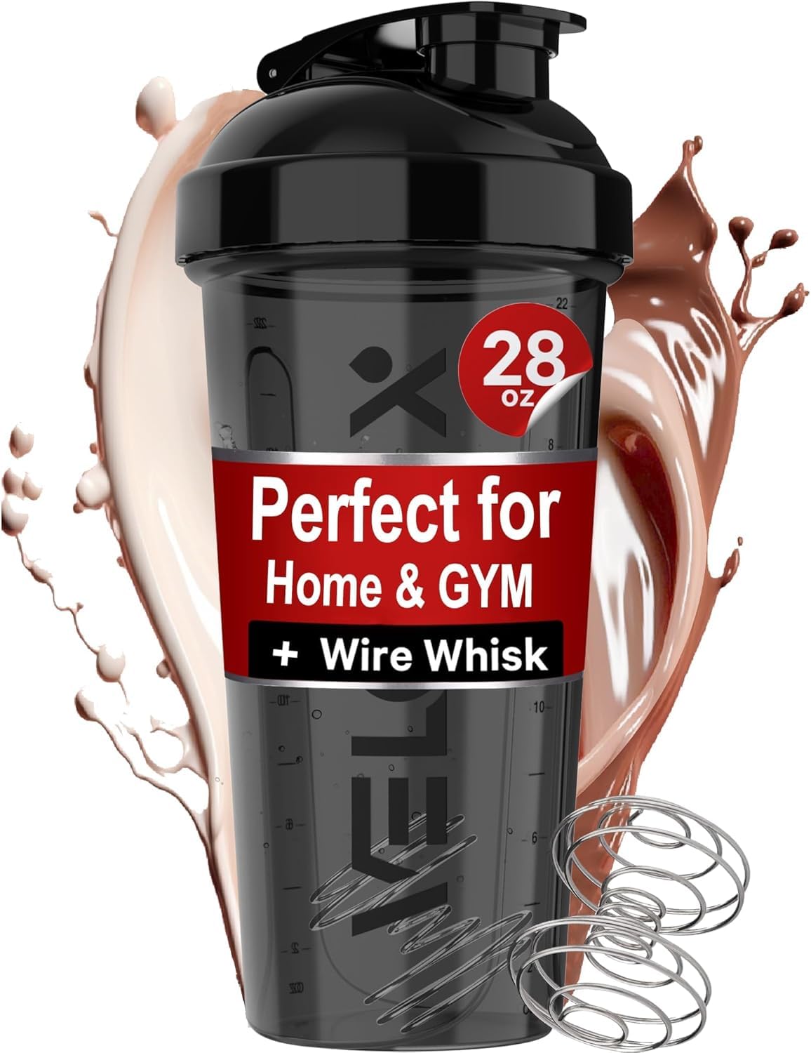 VELOMIX Protein Shaker Bottles for Protein Mixes with Wire Whisk - Leak ...