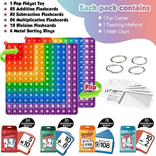Torlam Math Flash Cards + Pop It Fidget Toy, Multiplication Flash Cards ...