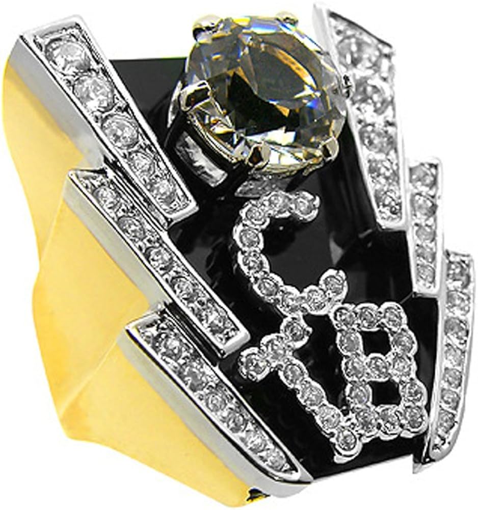 Elvis Collection 18K Gold Plated Black TCB Crystal Stage Ring by Lowel ...