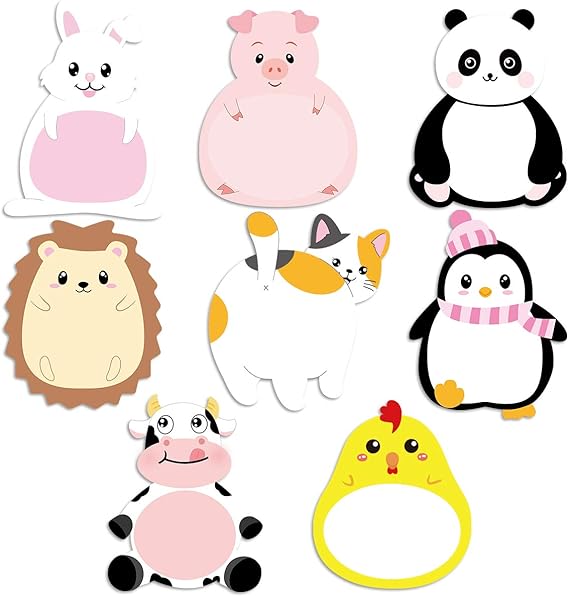 Cute Cartoon Animal Sticky Notes Page Markers Flags in Different Shapes ...