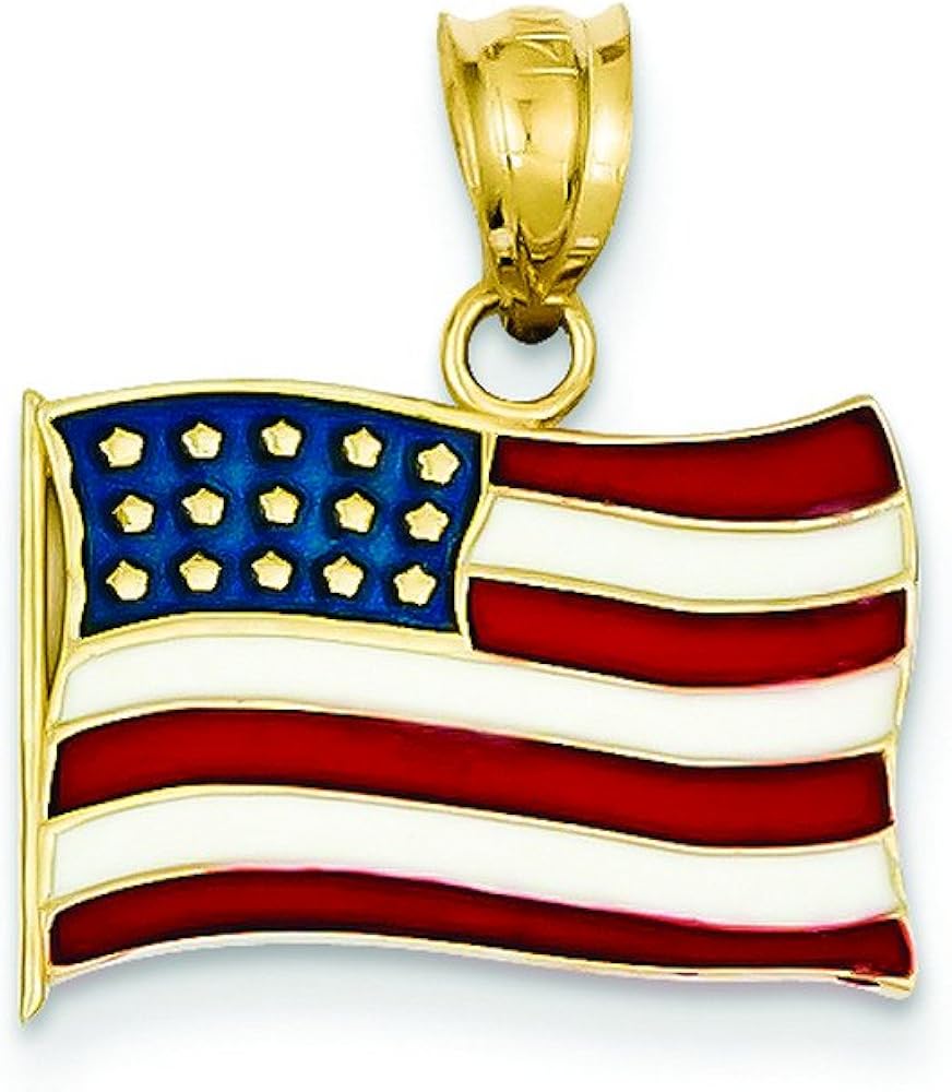 Amazon.com: 14k Enameled American Flag Pendant: Jewelry