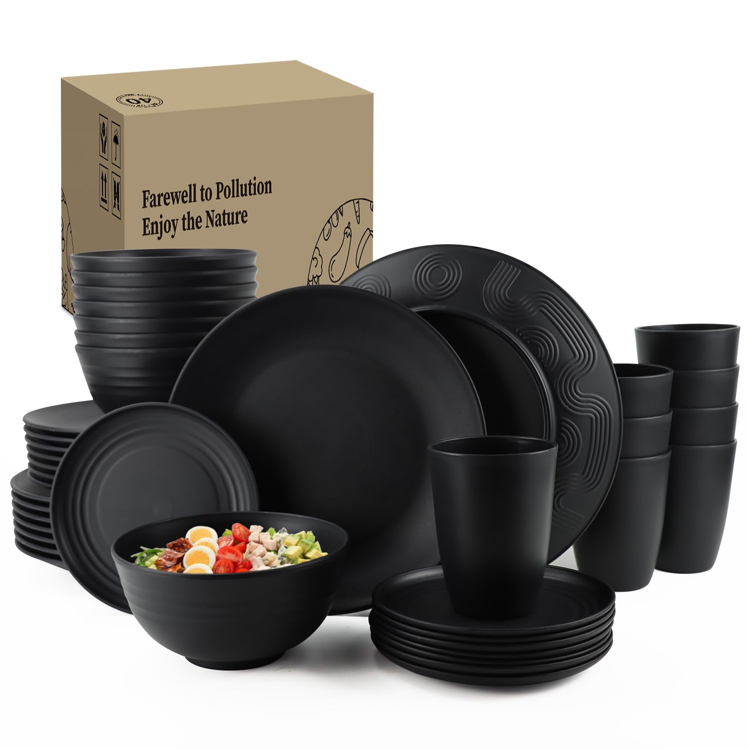 Wheat Straw Dinnerware Sets, Homienly 20pcs Unbreakable Microwave ...