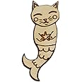 Amazon.com: Mer-Kitty Hand-Made Wood Pin | Mermaid Cat Wooden Brooch ...