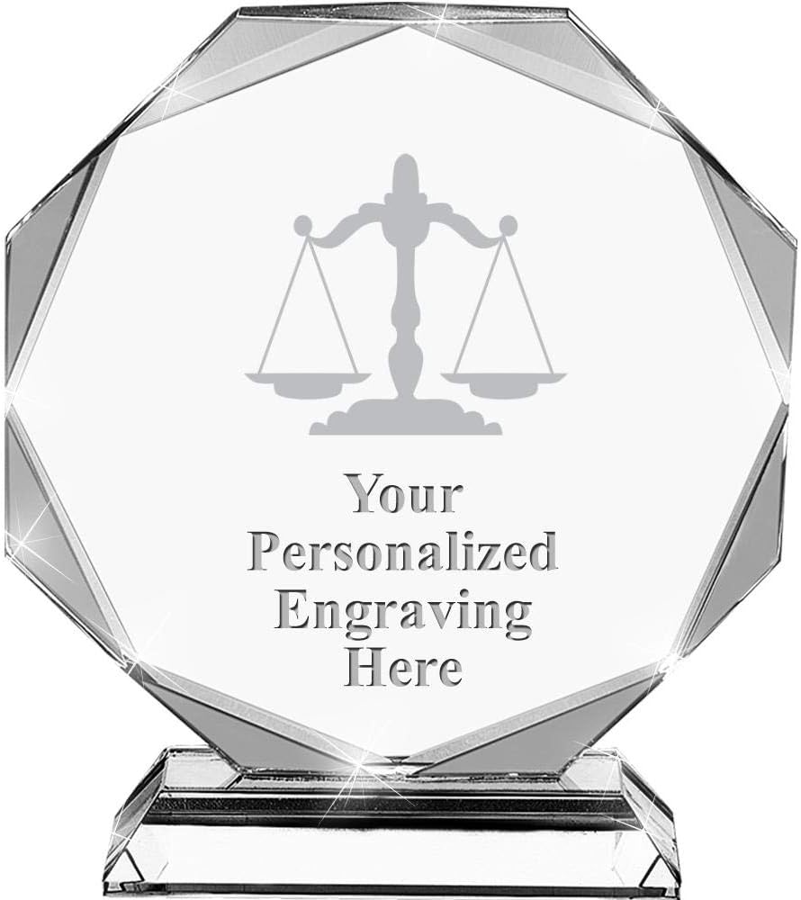 Amazon.com : Scales of Justice Crystal Awards, 6.75" Custom Scales of ...