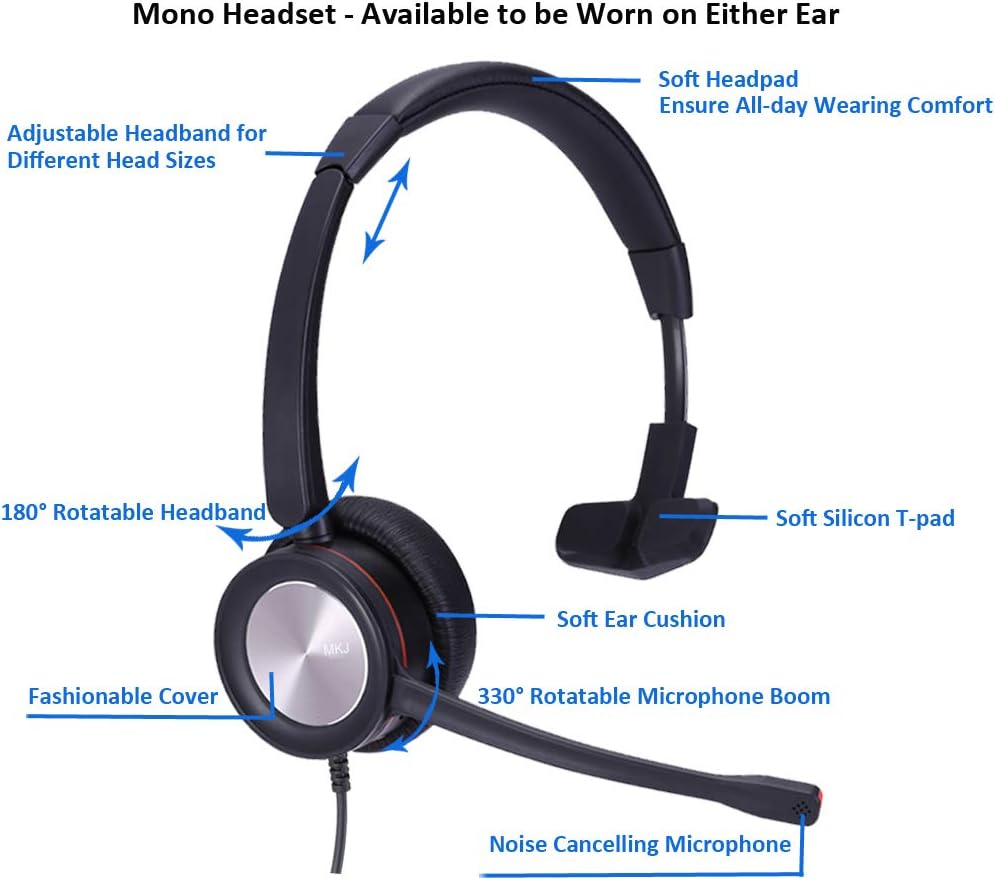 MKJ USB Headset with Microphone Noise Cancelling Dragon Dictation ...